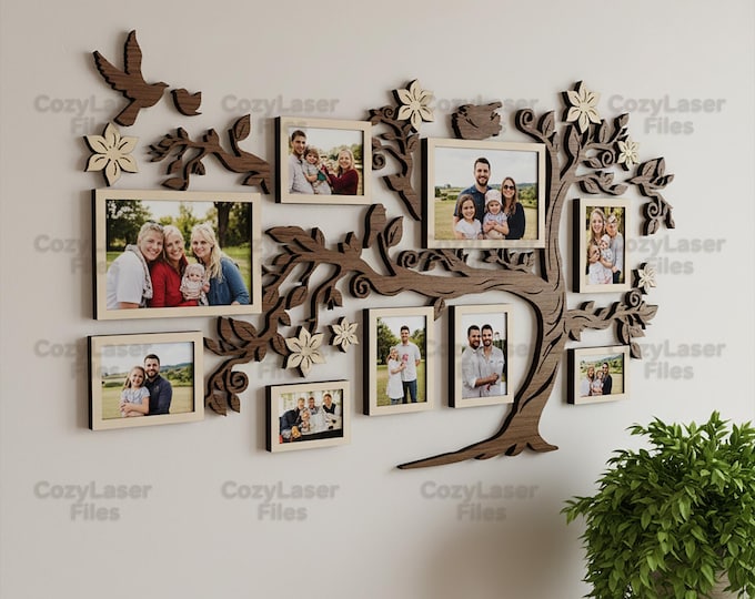 Laser Cut Family Tree Photo Frames SVG Glowforge Photoframe Files ...