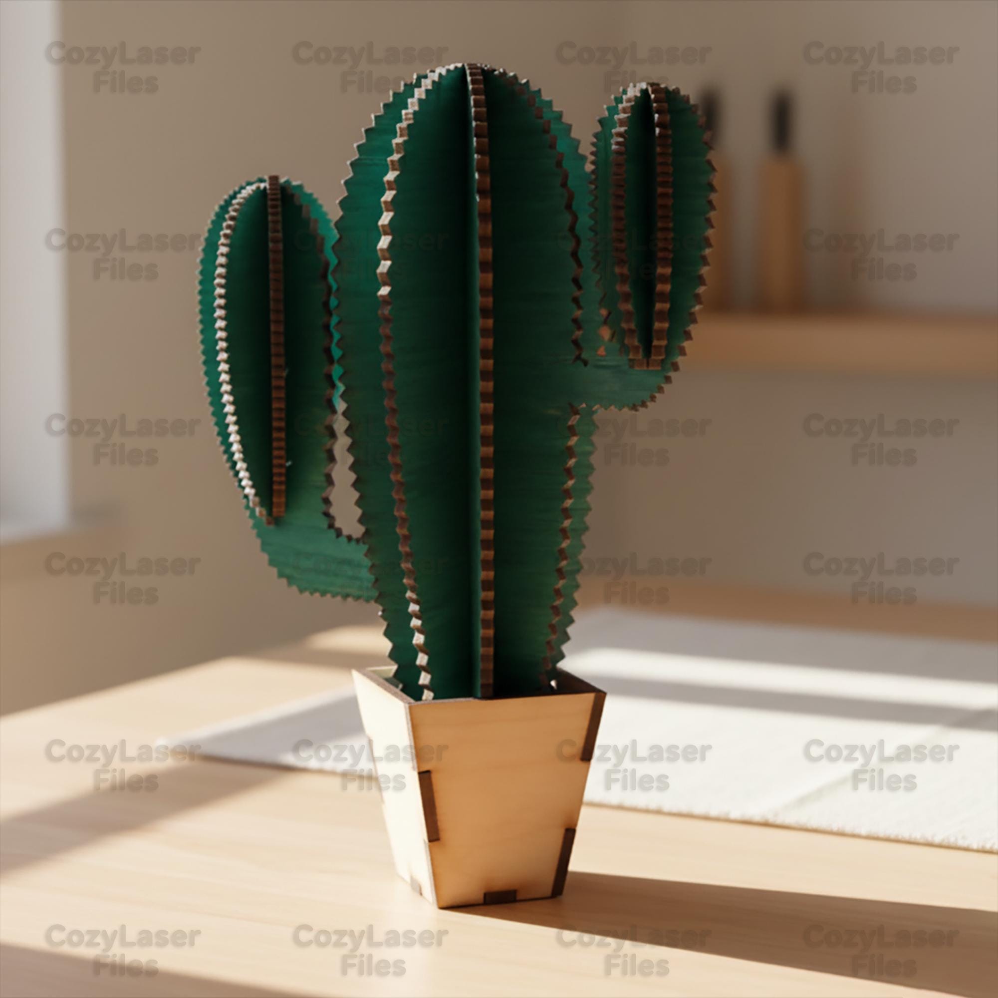 Laser Cut Decorative Flower Cactus 3D Puzzle SVG Bundle Glowforge Wood ...