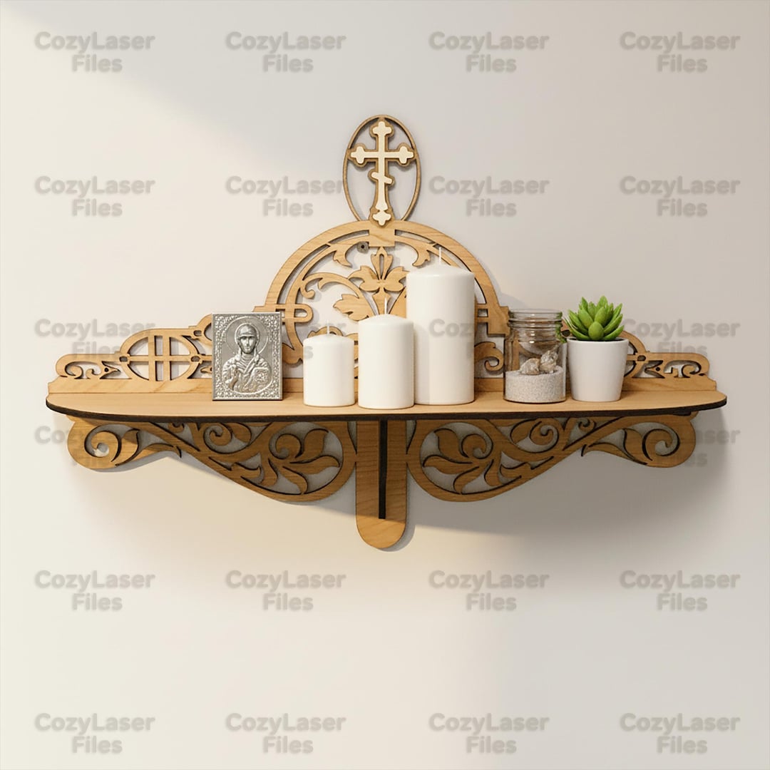 Laser Cut Wood Wall Altar Shelf SVG Bundle Glowforge Wood Religion ...