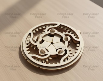 Laser Cut Mechanical Toy With Gears Puzzle SVG Glowforge Wood Iris Files Vector Template File ...
