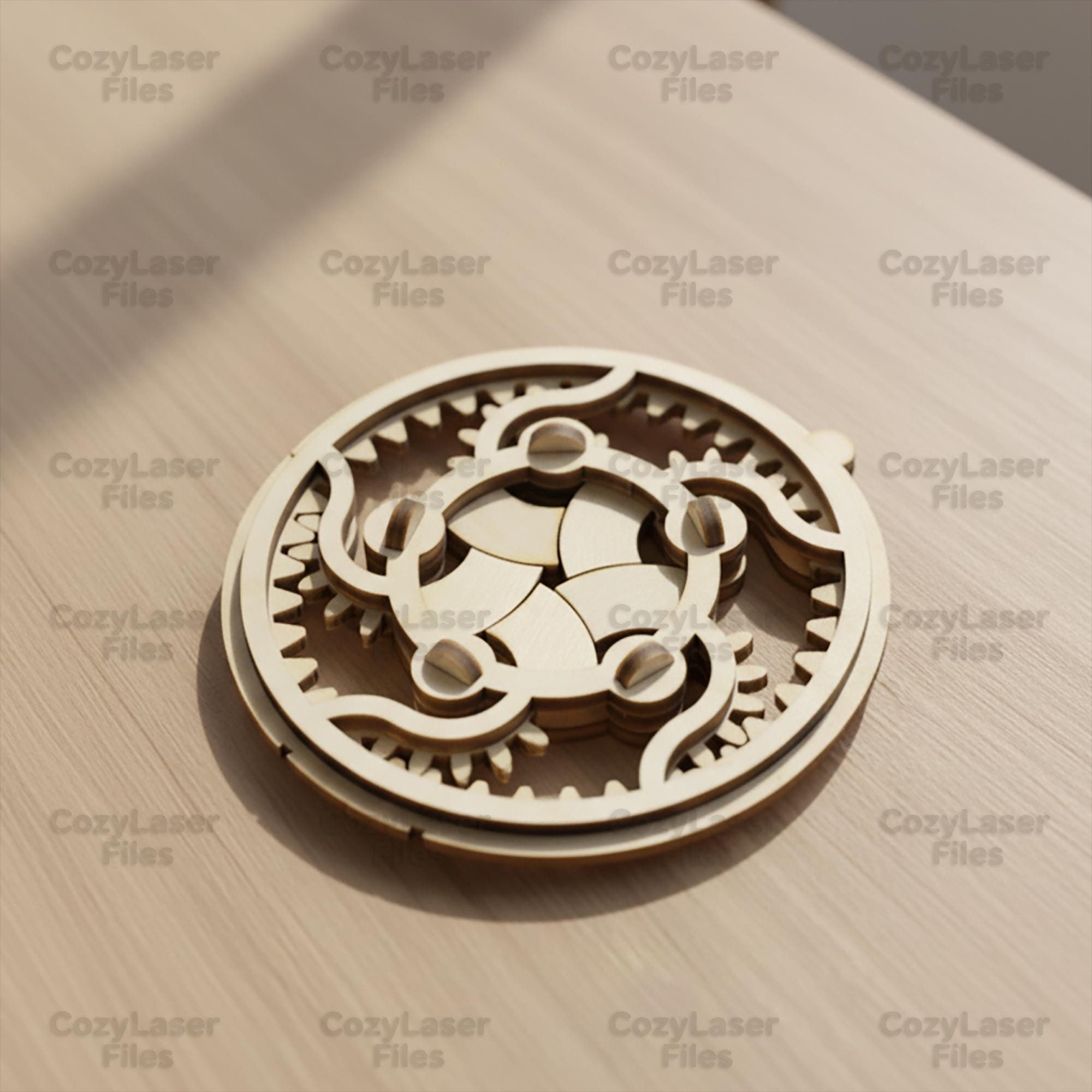 Laser Cut Mechanical Toy With Gears Puzzle SVG Glowforge Wood Iris ...