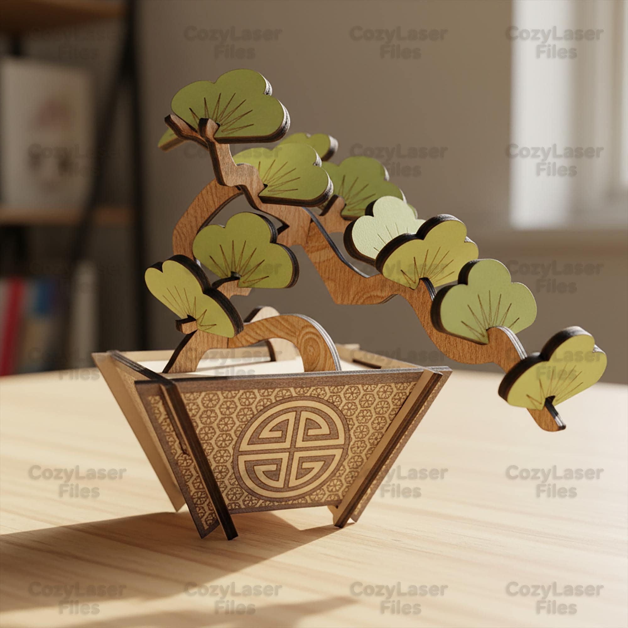 Laser Cut Bonsai 3D Decorative Tree SVG Glowforge Vector Laser Template ...