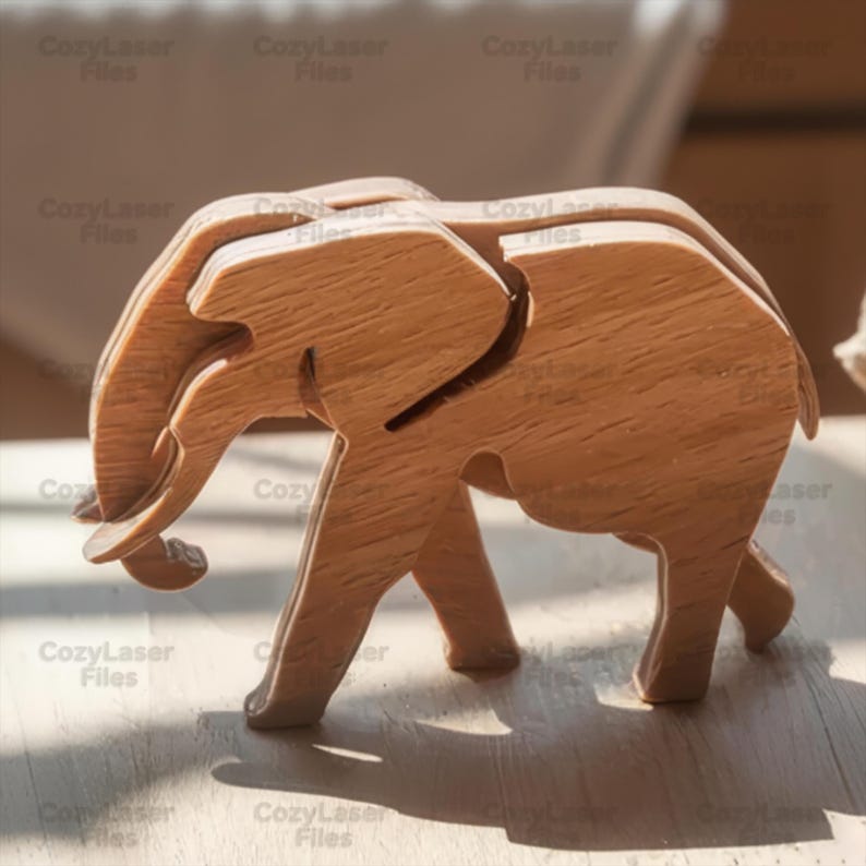 Laser Cut Elephants Puzzle 3d Puzzle SVG Bundle Glowforge Wood Animals ...