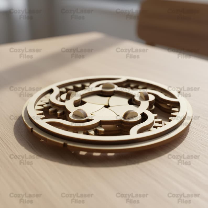Laser Cut Mechanical Toy With Gears Puzzle SVG Glowforge Wood Iris Files Vector Template File ...