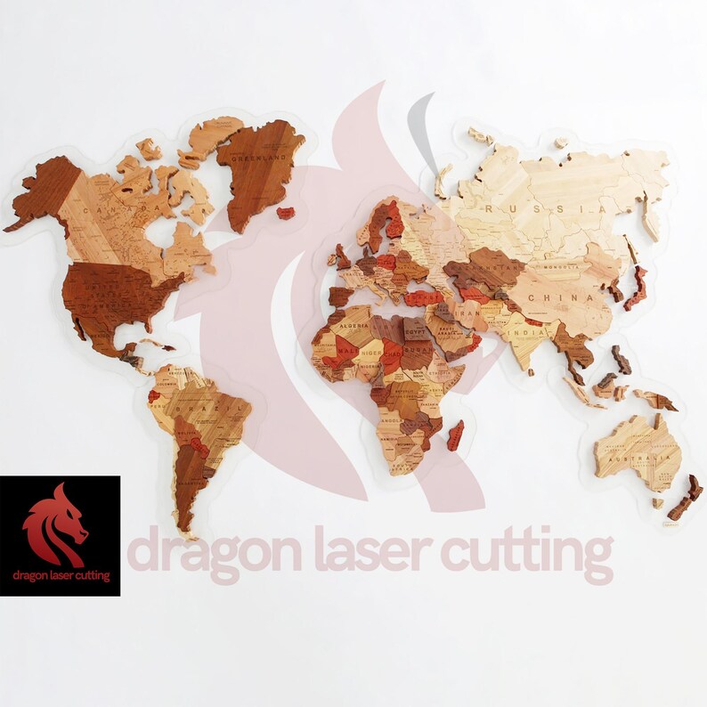 Laser Cut Files Wooden Map Whole World Laser Engraving Art Wall Decor ...