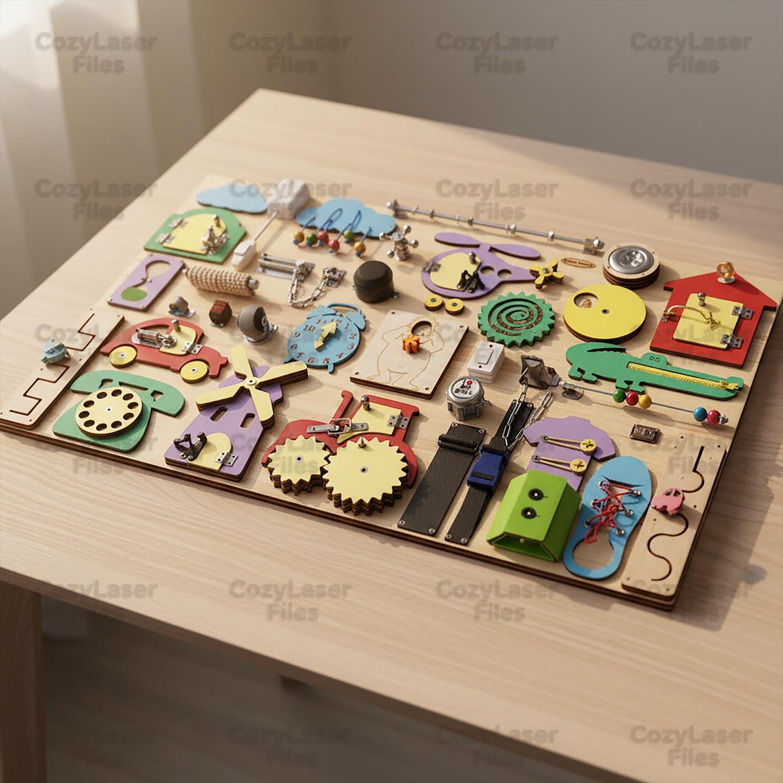 Laser Cut Wooden Busy Board for Kids File SVG Glowforge Wood Children ...