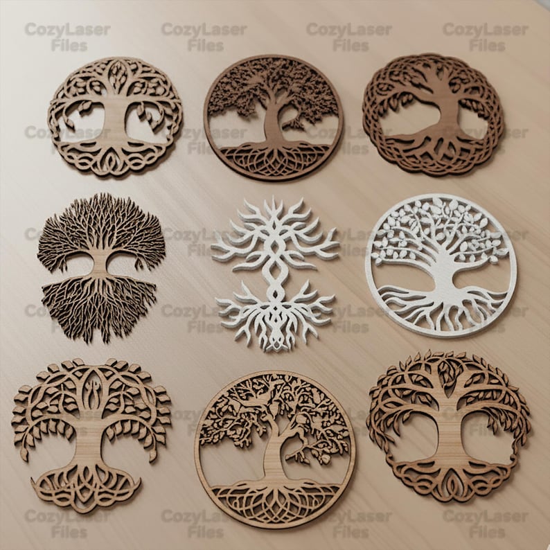 Laser Cut 50 Celtic Trees 2d Files SVG Bundle Glowforge Wood Celtic ...