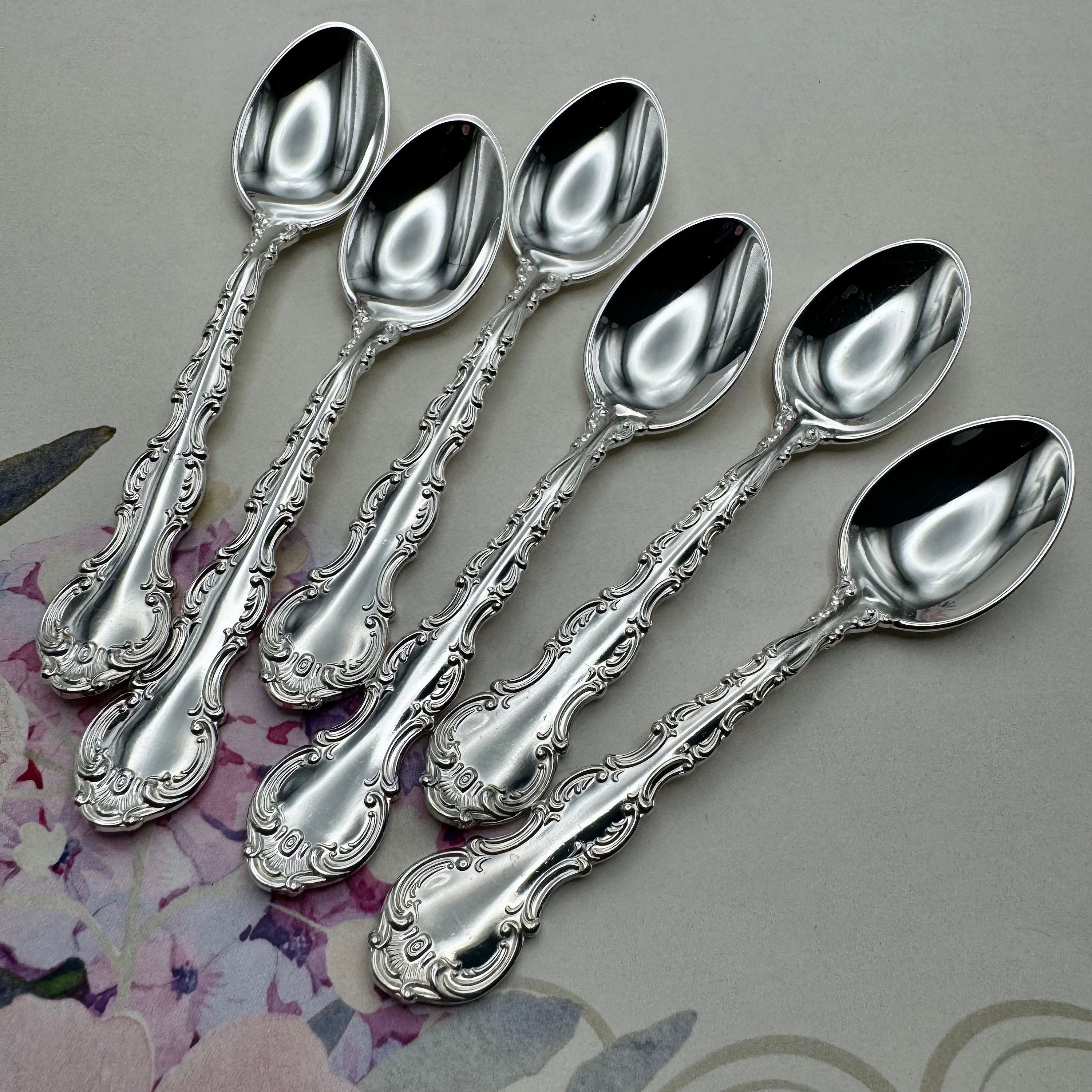 Set of 6 Birks Louis De France Regency Plate Demitasse Spoons 4 1/8 ...