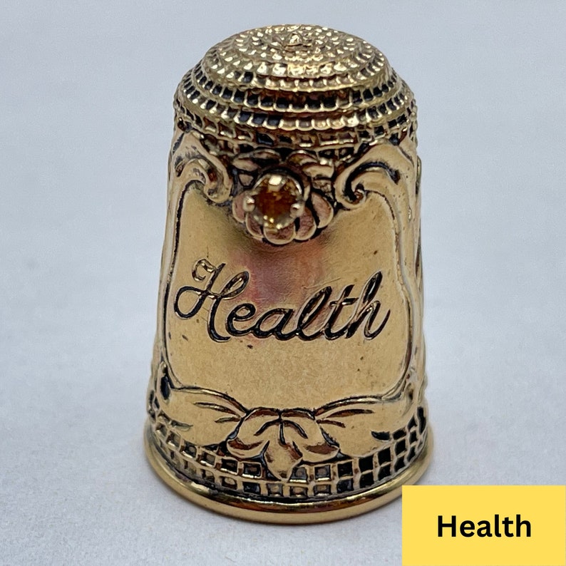 Gold Plated Sterling Silver Franklin Mint Thimbles - Health, Virtue ...