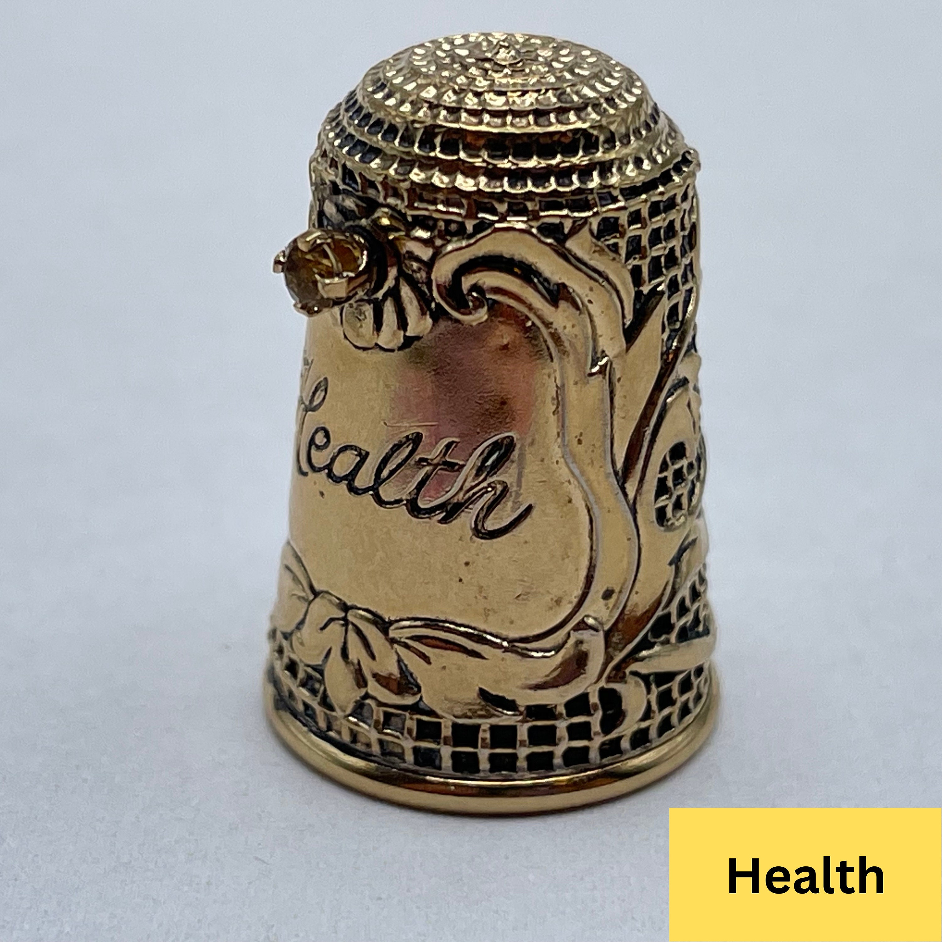 Gold Plated Sterling Silver Franklin Mint Thimbles - Health, Virtue ...