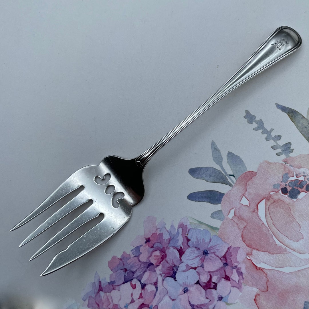 BIRKS Saxon Pattern Sterling Silver Pierced Serving Fork - 7 Inches ...
