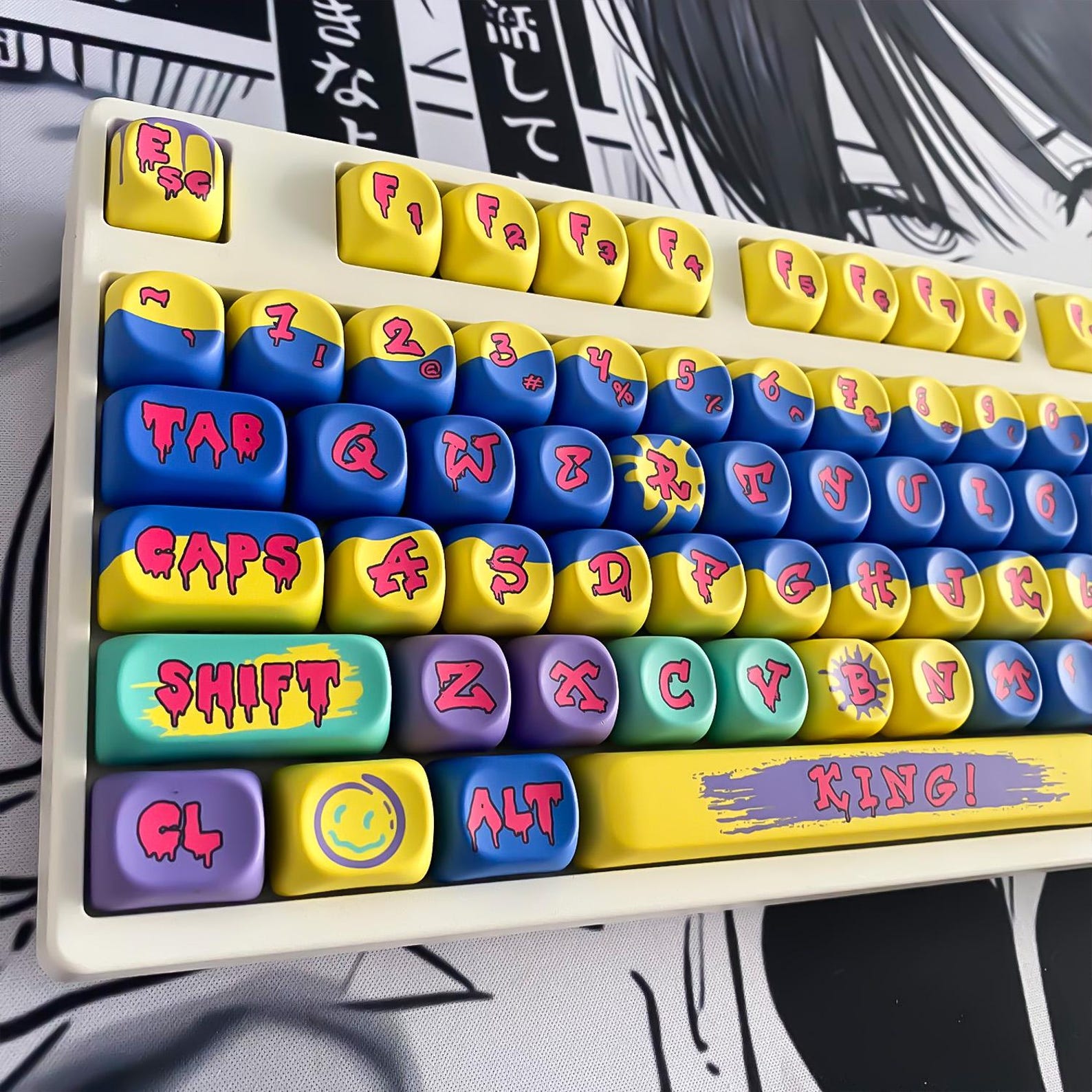 Trendy Graffiti - Style MOA Keycaps - 126 Durable PBT Keycaps for ...