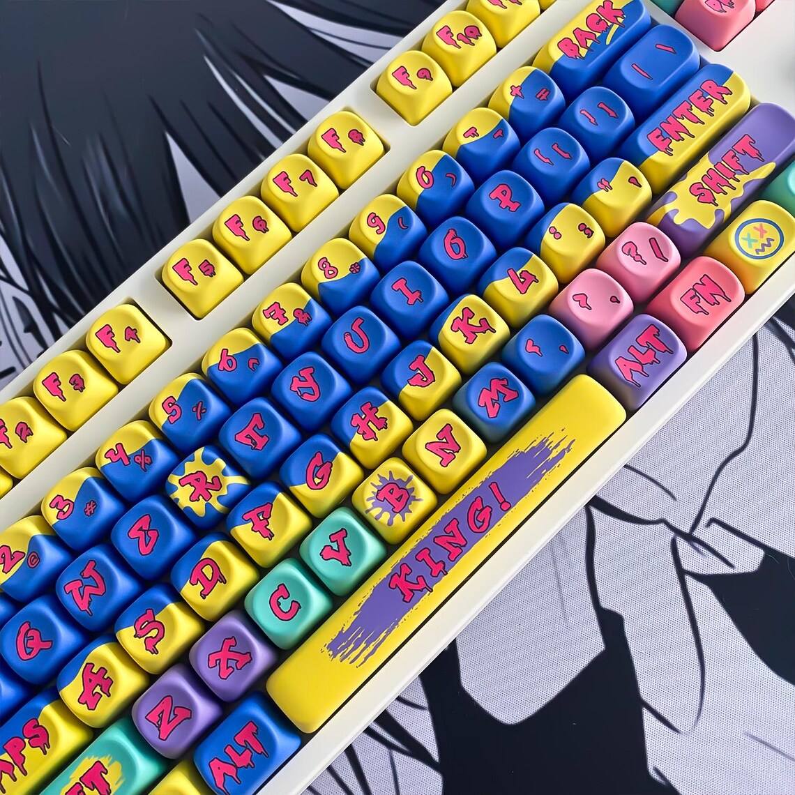 Trendy Graffiti - Style MOA Keycaps - 126 Durable PBT Keycaps for ...