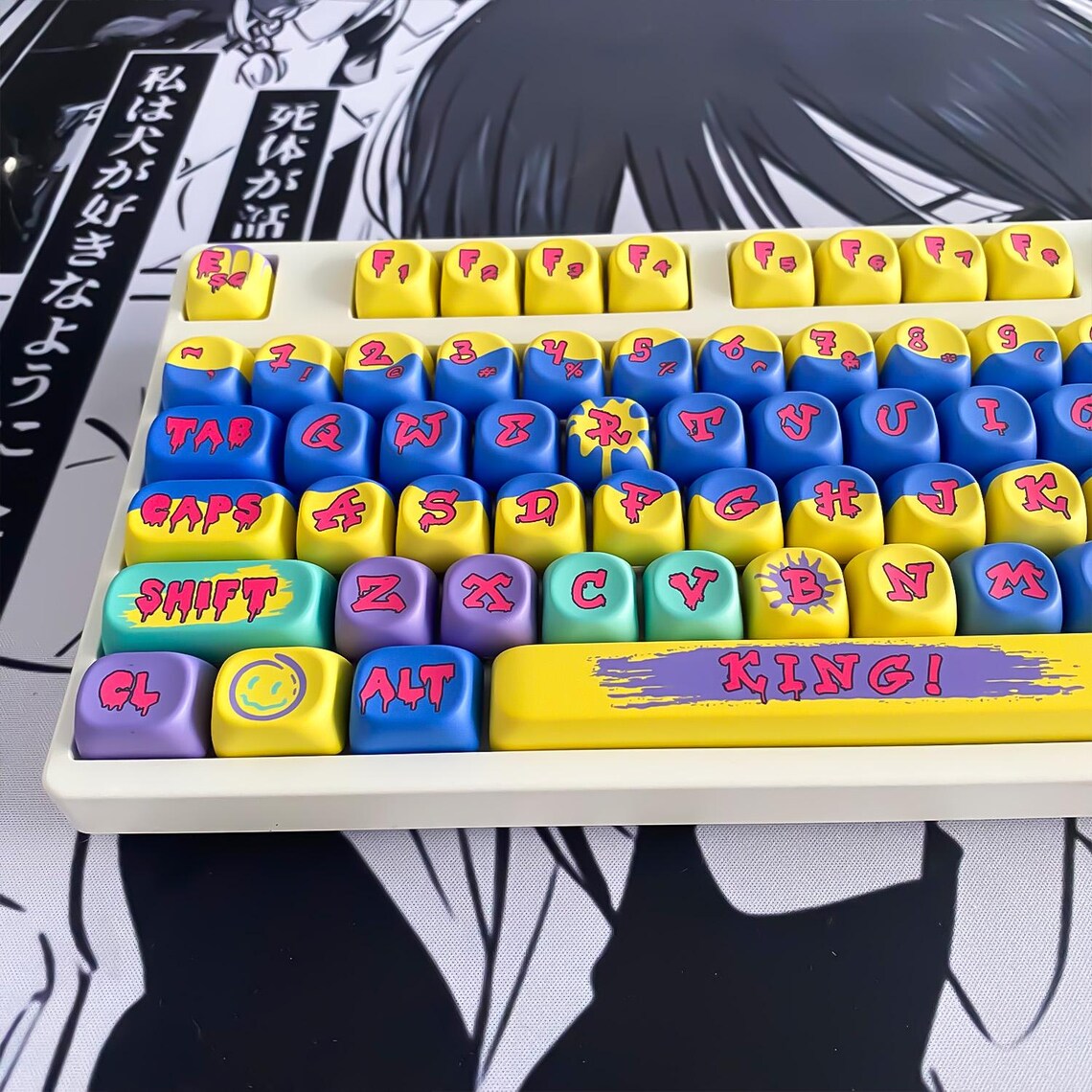 Trendy Graffiti - Style MOA Keycaps - 126 Durable PBT Keycaps for ...