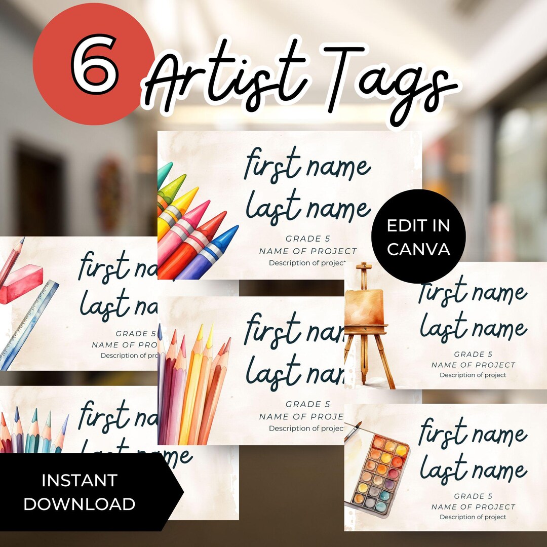 Middle School Artist Exhibition Wall Labels. Instant Printable Download ...