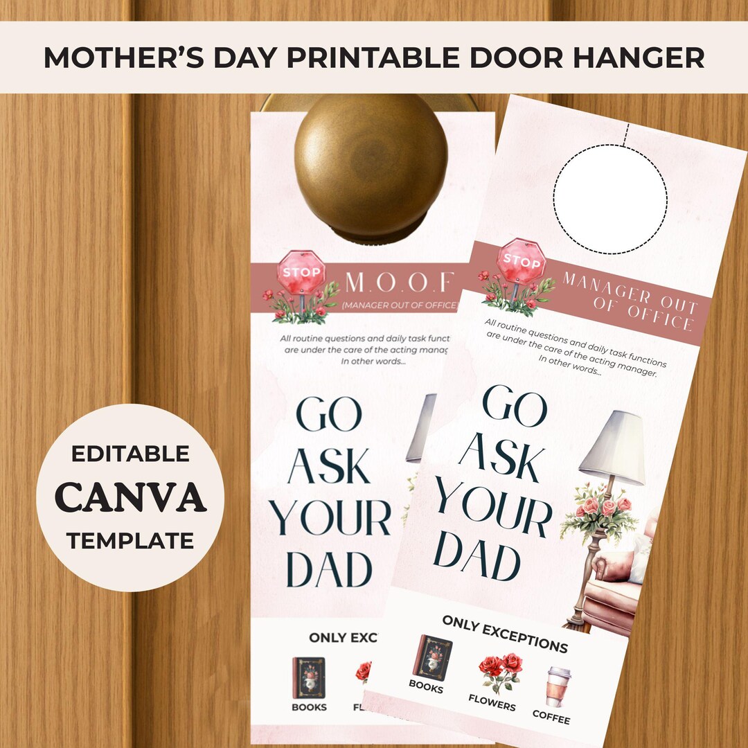 Mom Door Hanger Printable, Mother's Day Gift for Mom, Printable Door ...