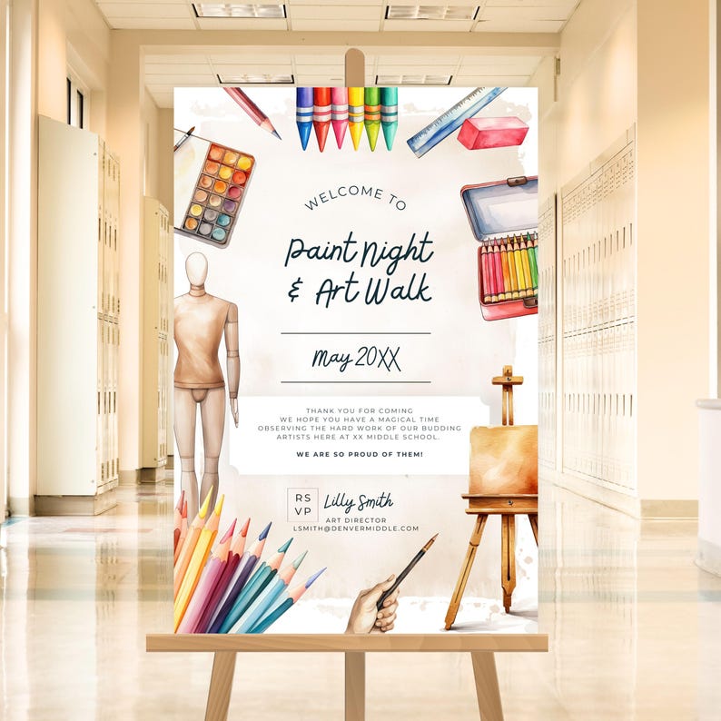 Middle School Editable Art Exhibition Event Welcome Sign | End of the ...