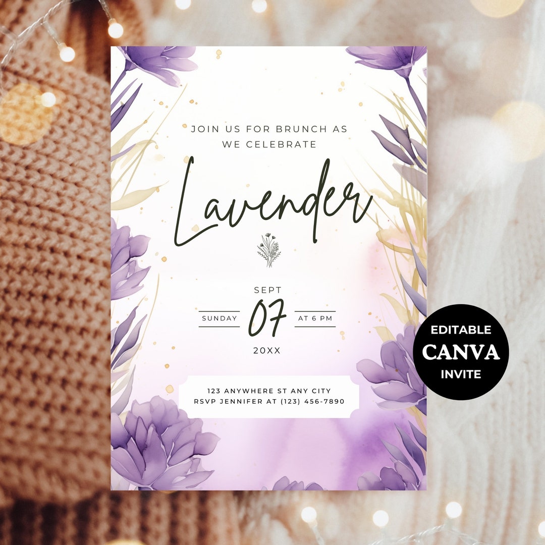 Any Age Lavender Haze Invitation Instant Download, Purple Birthday ...