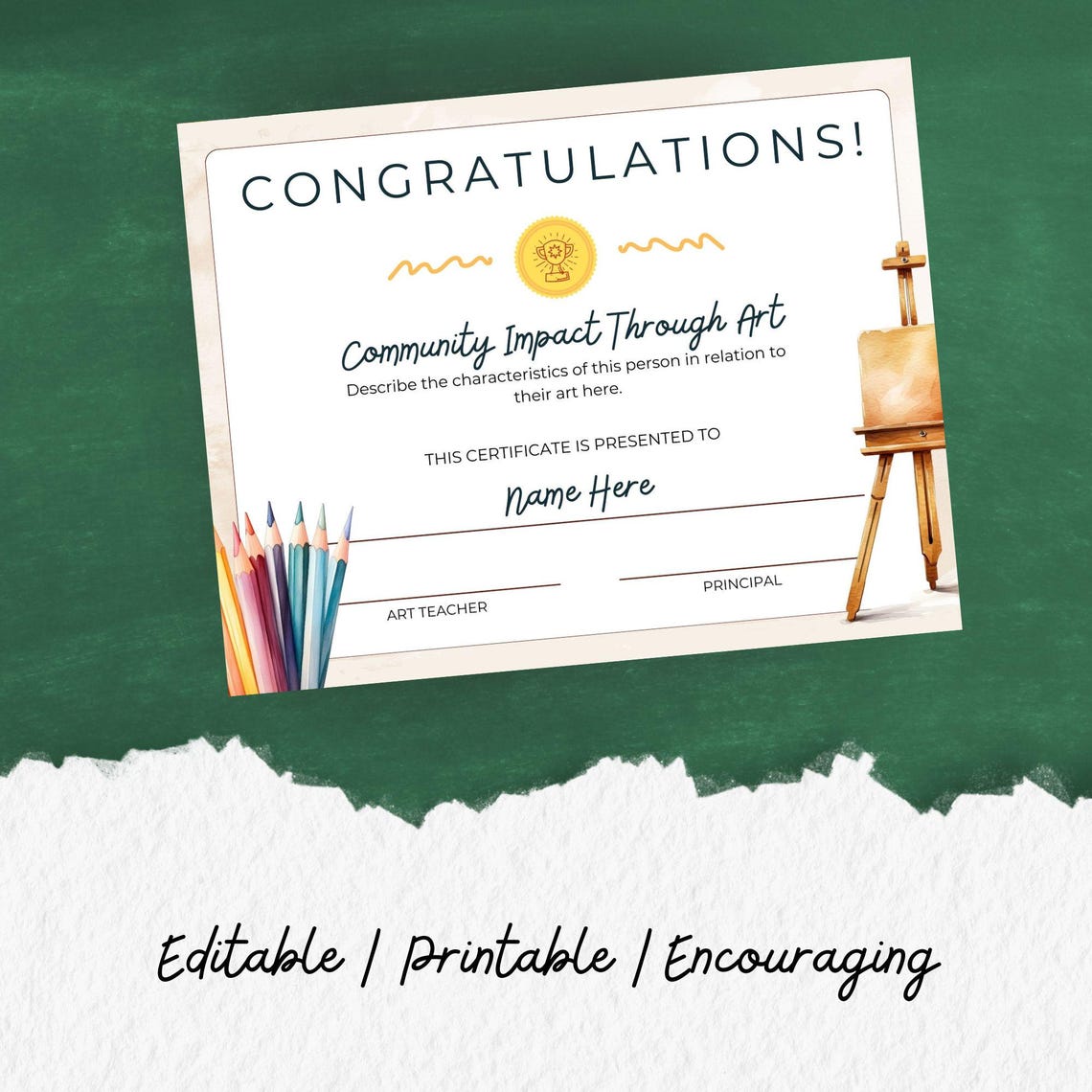 Printable Award Certificate School Teacher Digital Print 11x8.5 Student ...