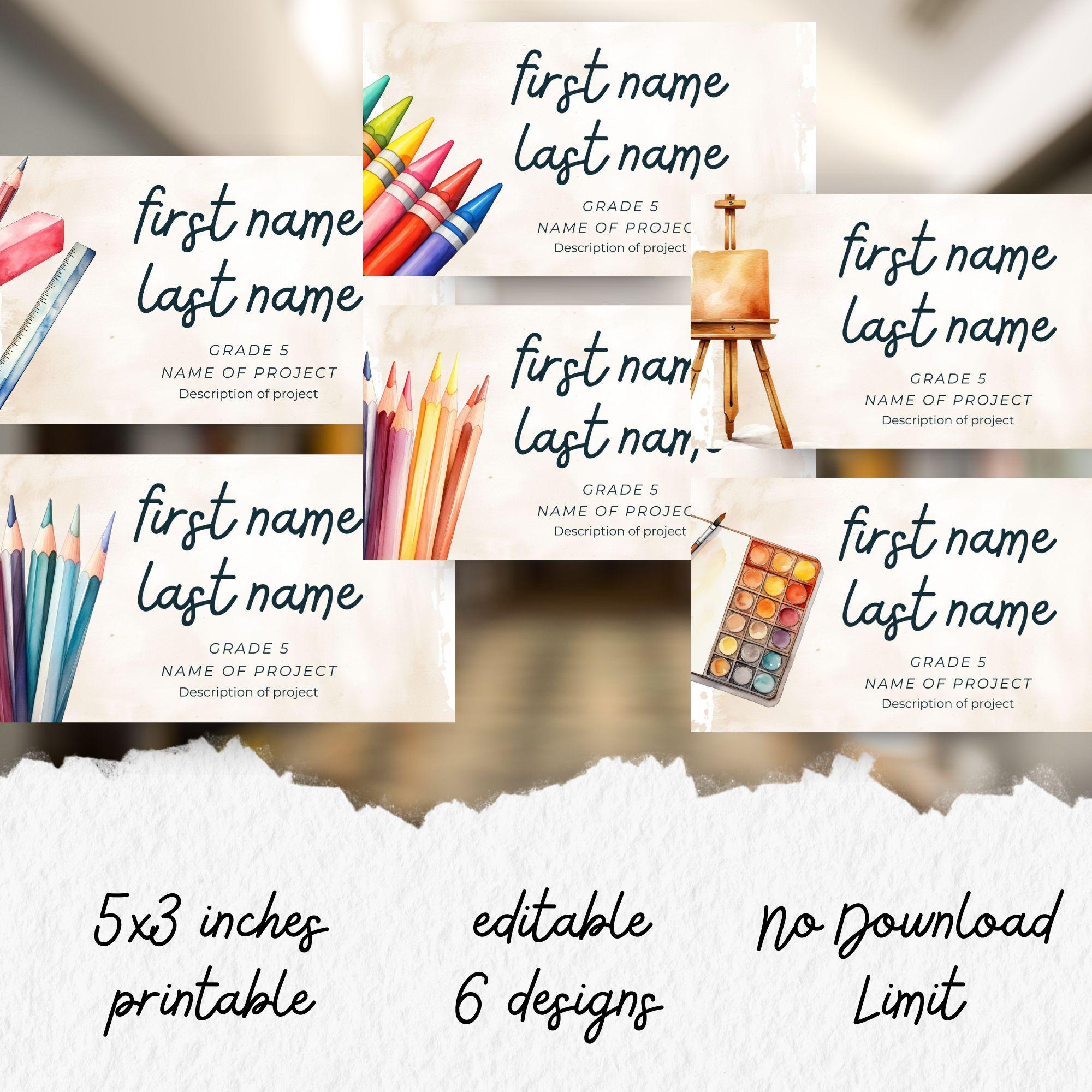 Middle School Artist Exhibition Wall Labels. Instant Printable Download ...