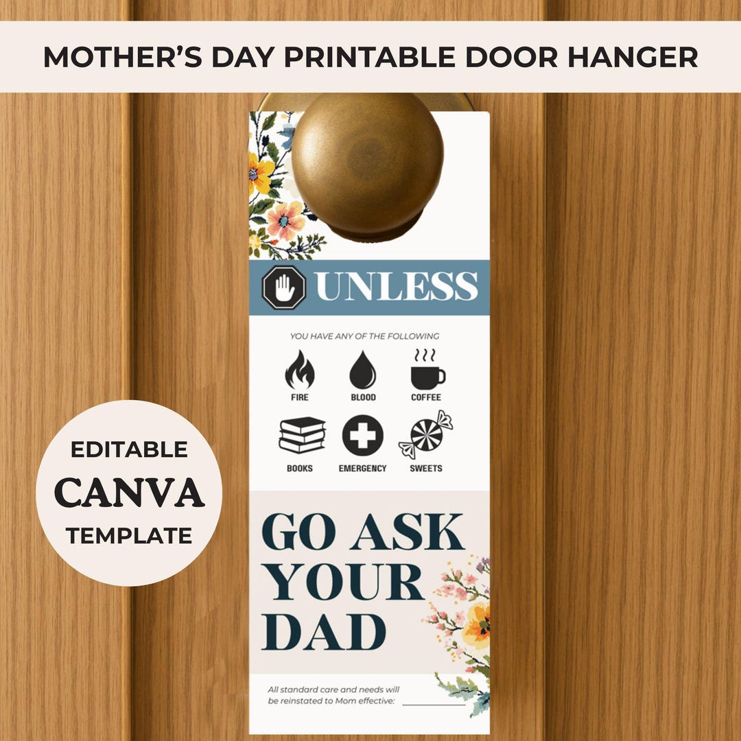 Mom Door Hanger Printable, Mother's Day Gift for Mom, Printable Door ...