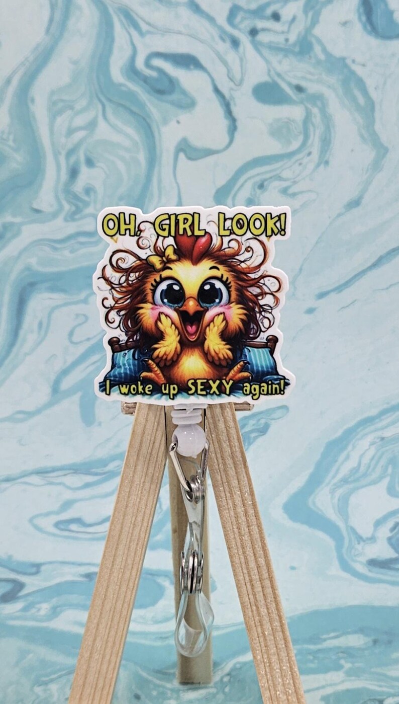 Funny Chicken Badge Reel: Oh Girl Look Retractable Badge - Etsy