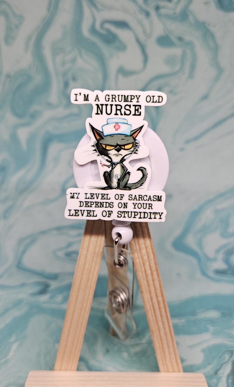 I'm a Grumpy Old Nurse Badge Topper, Funny Saying, Nurse Badge Reel, Interchangeable Badge Reel ...