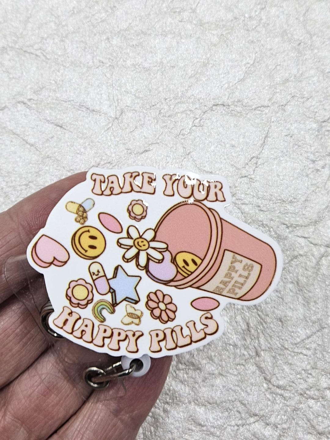 Happy Pills Badge Reel - Funny Nurse Retractable Badge - Etsy