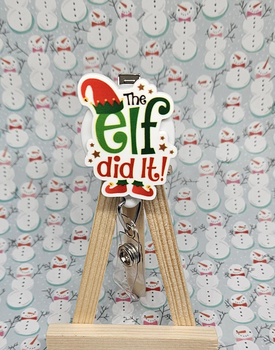 The Elf Did It Badge Reel, Permanent Swivel Clip - Etsy