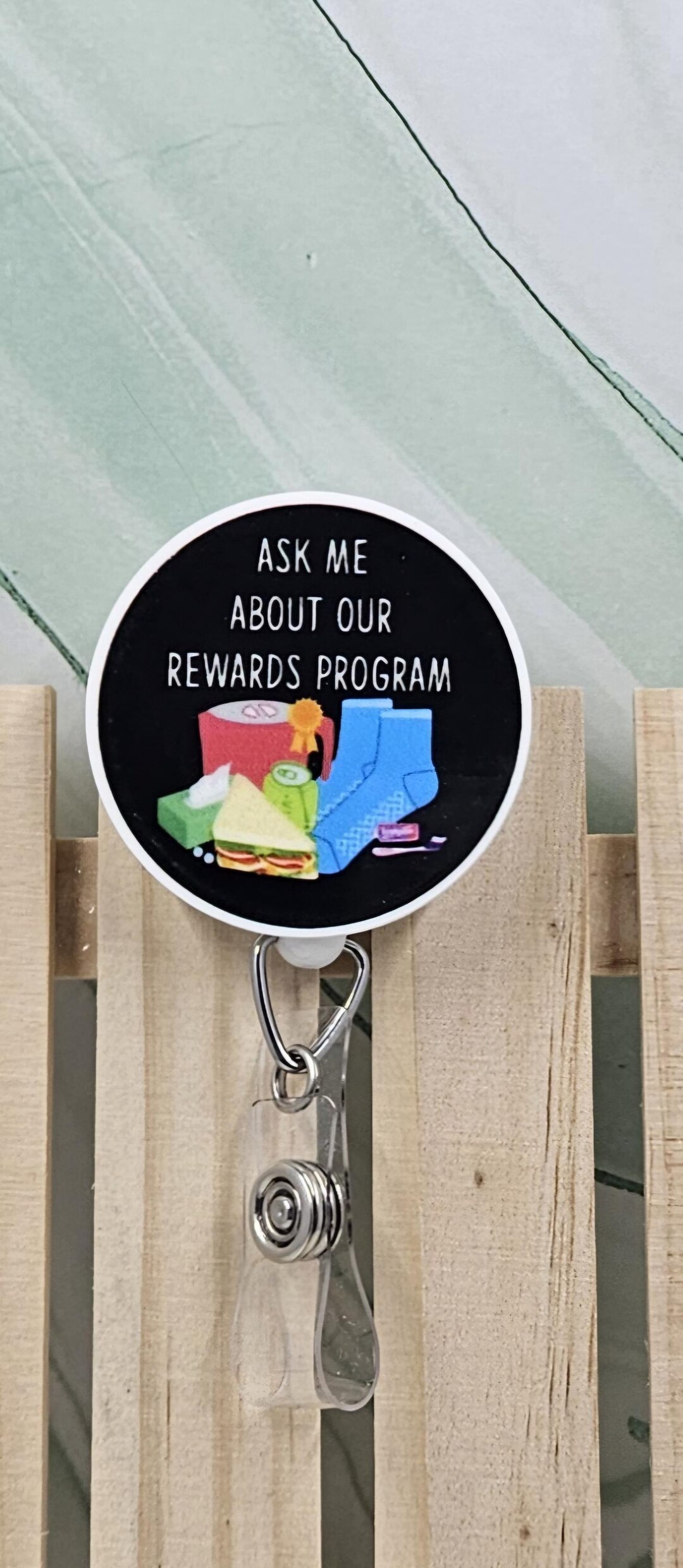 Ask Me About Our Rewards Program Badge Reel, Interchangeable Badge ...