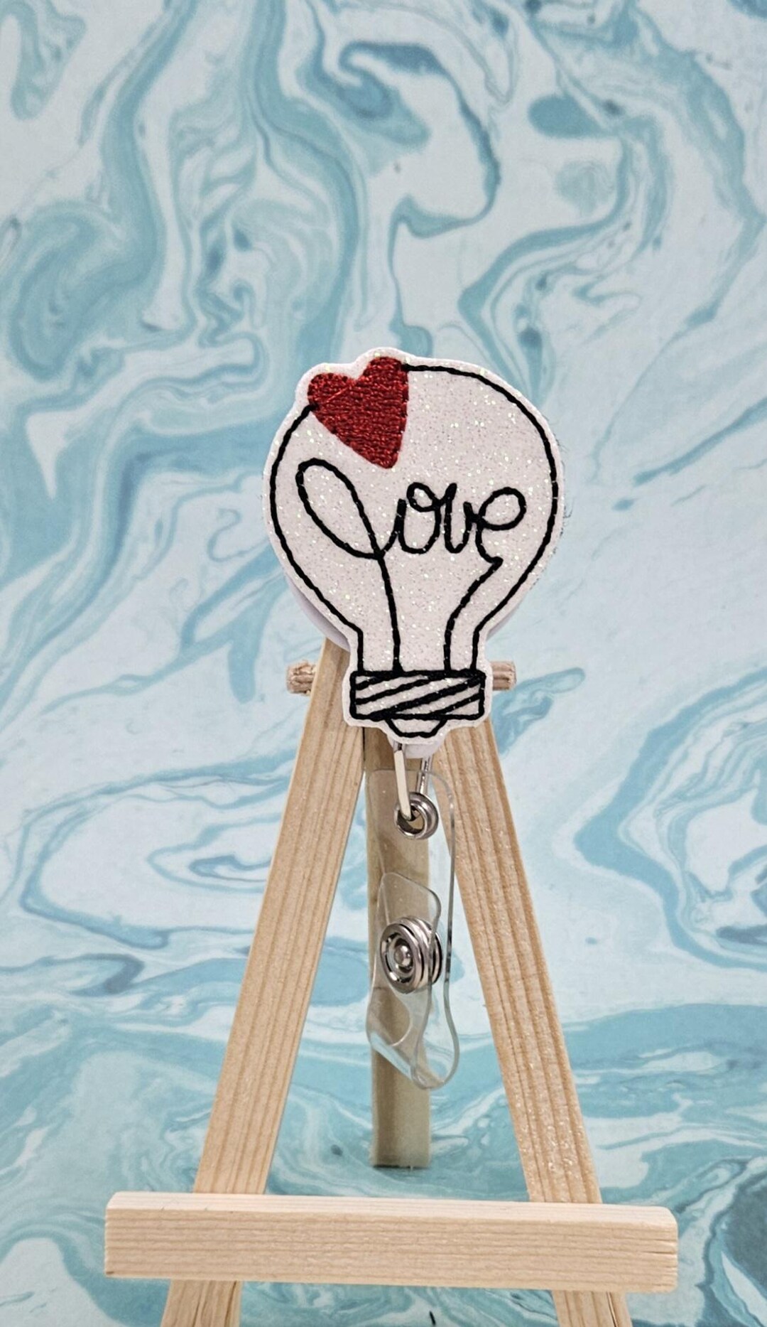 Love Light Bulb Badge Reel: Interchangeable Retractable Topper - Etsy