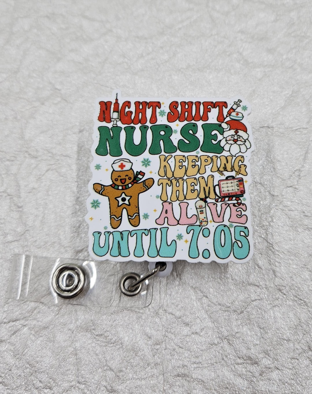 Night Shift Nurse Christmas Badge Reel, Interchangeable Topper - Etsy