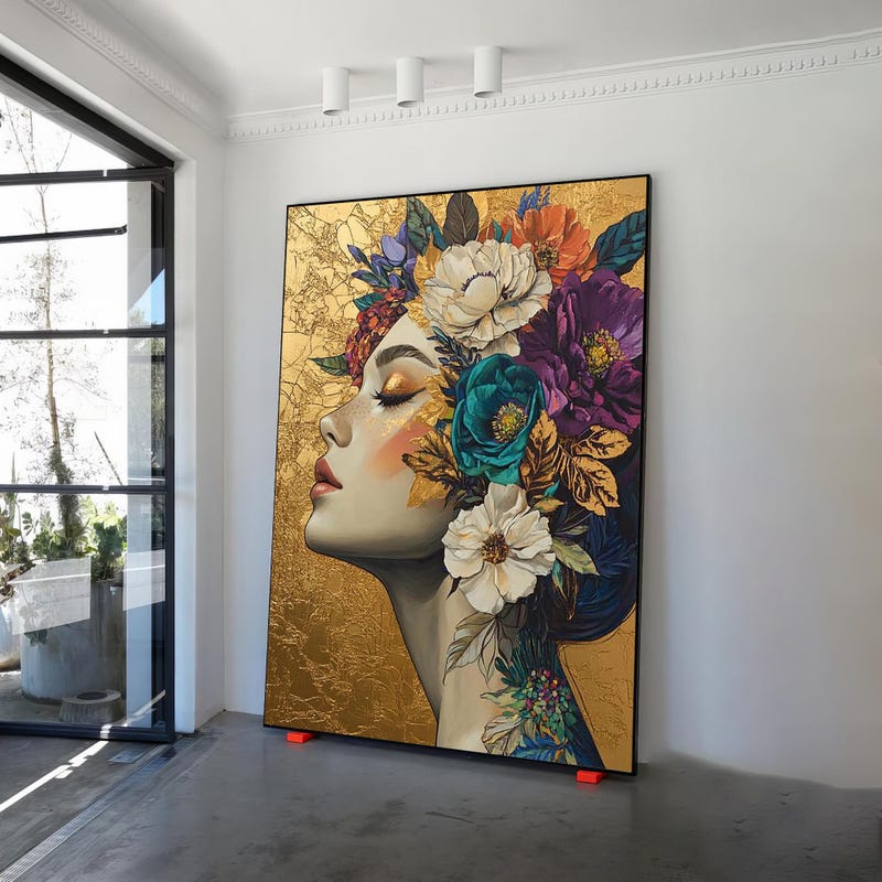 Glasbilder frau mit blumenkopf - Etsy.de