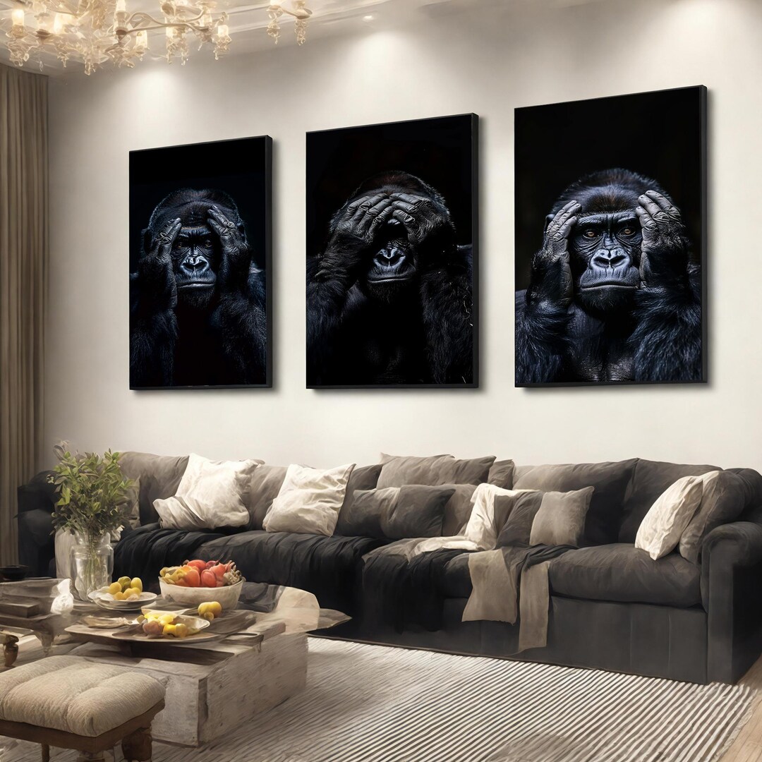 See No Evil, Hear No Evil, Speak No Evil, 3-piece Monkey Canvas ...