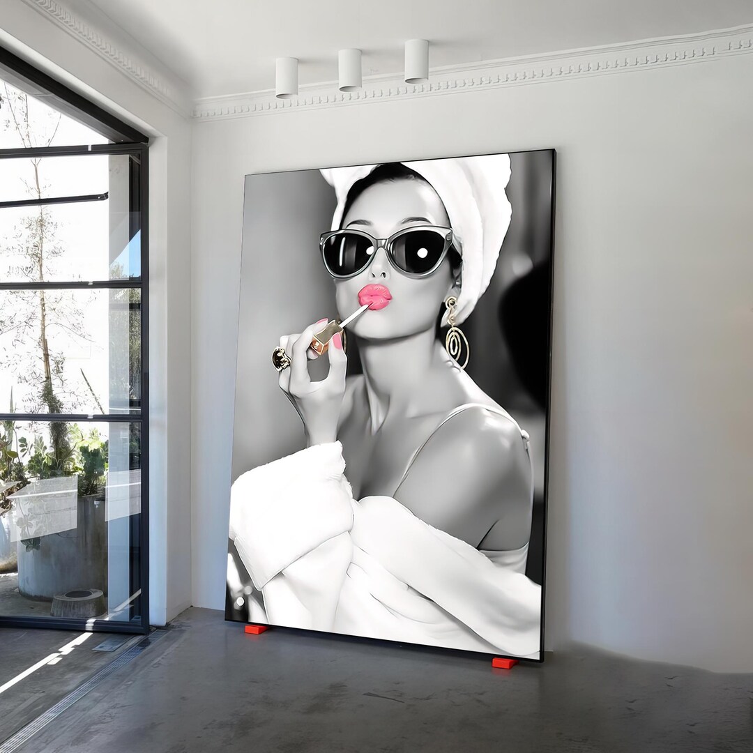 Hepburn Pink Lips Canvas, Audrey Hepburn Printed, Audrey Poster, Lip ...