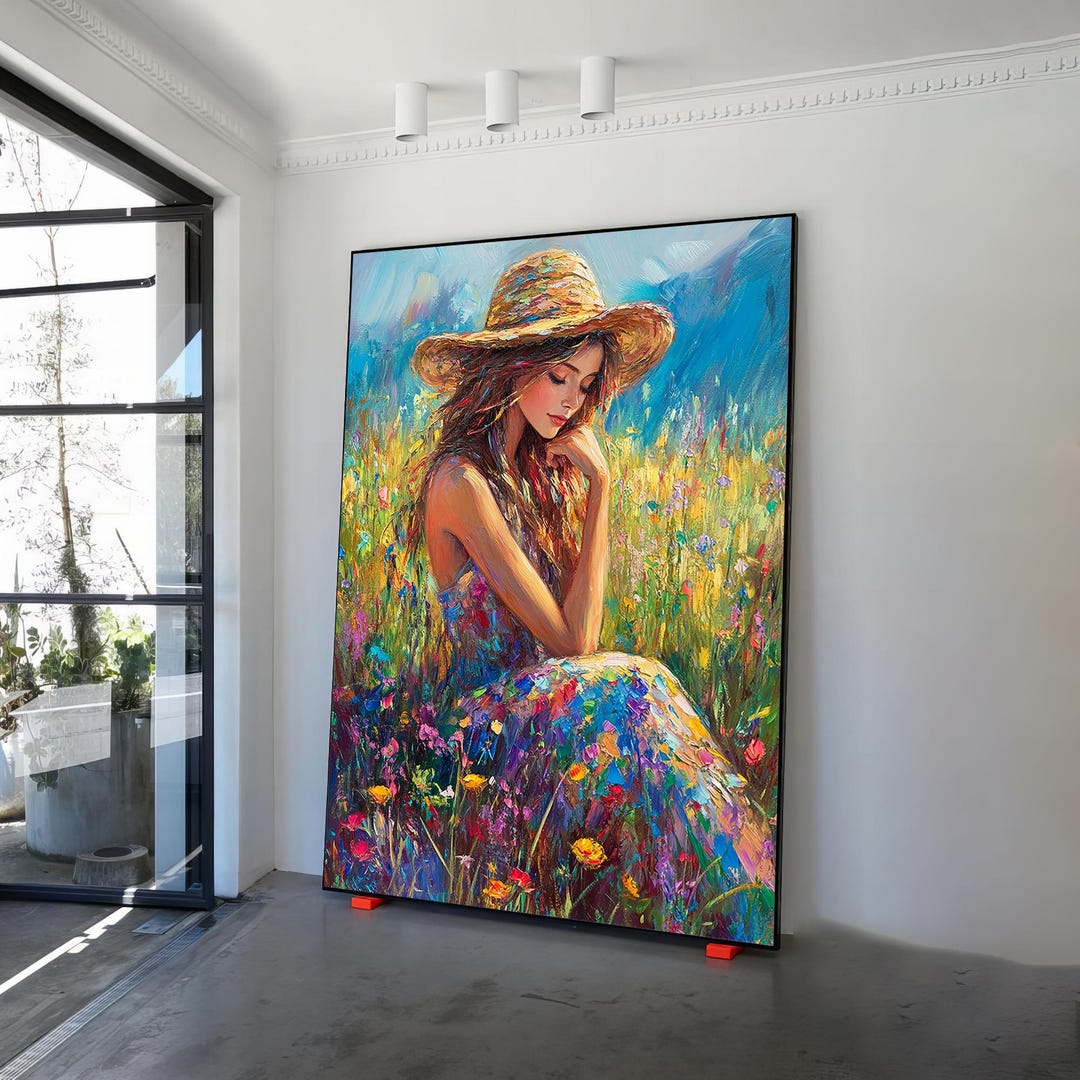 Beautiful Lady in Flowers Canvas Art, Artistic Girl With Beautiful Face ...