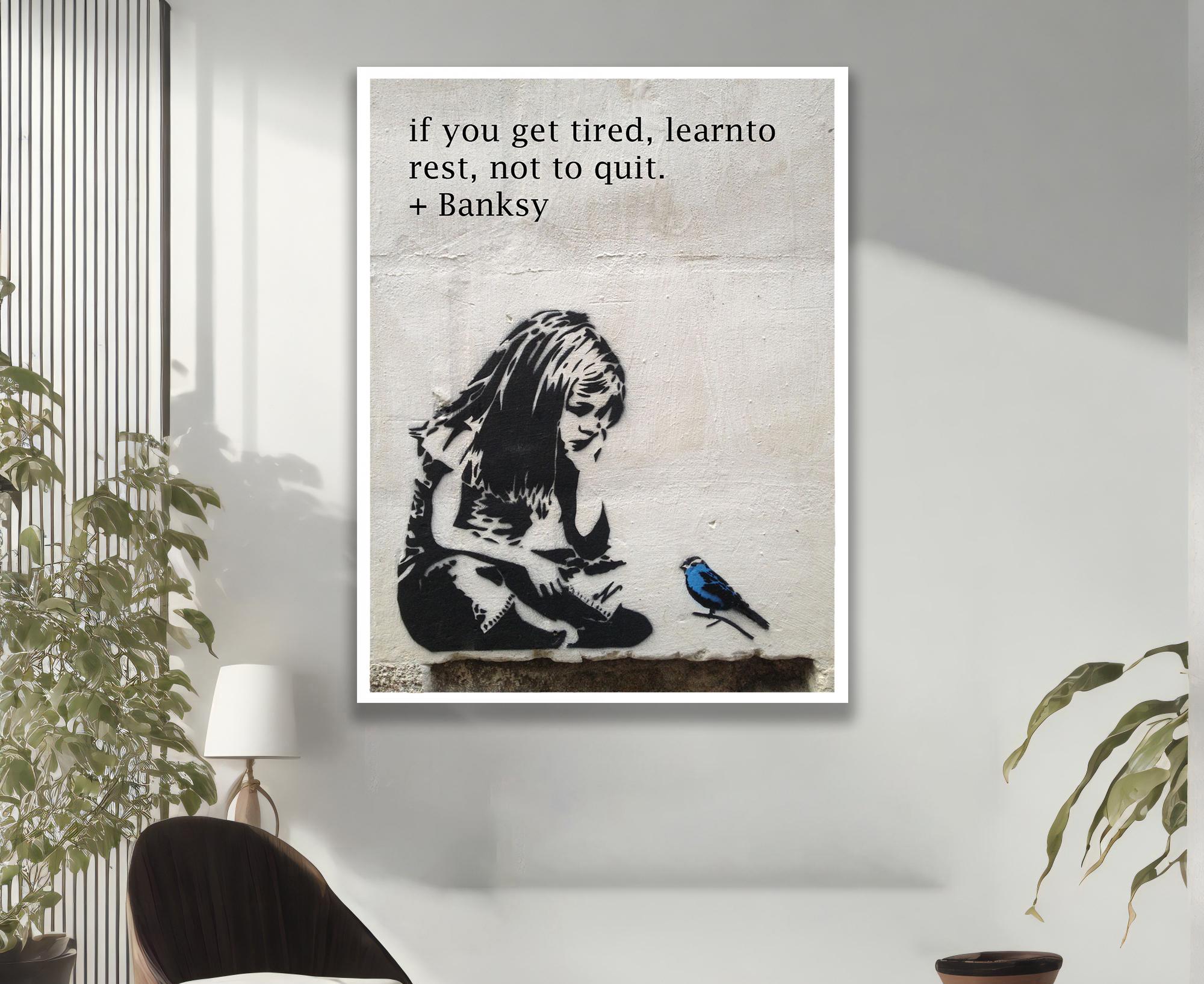 Banksy Girl and Blue Bird Quote, Street Art Banksy Girl and Blue Bird ...