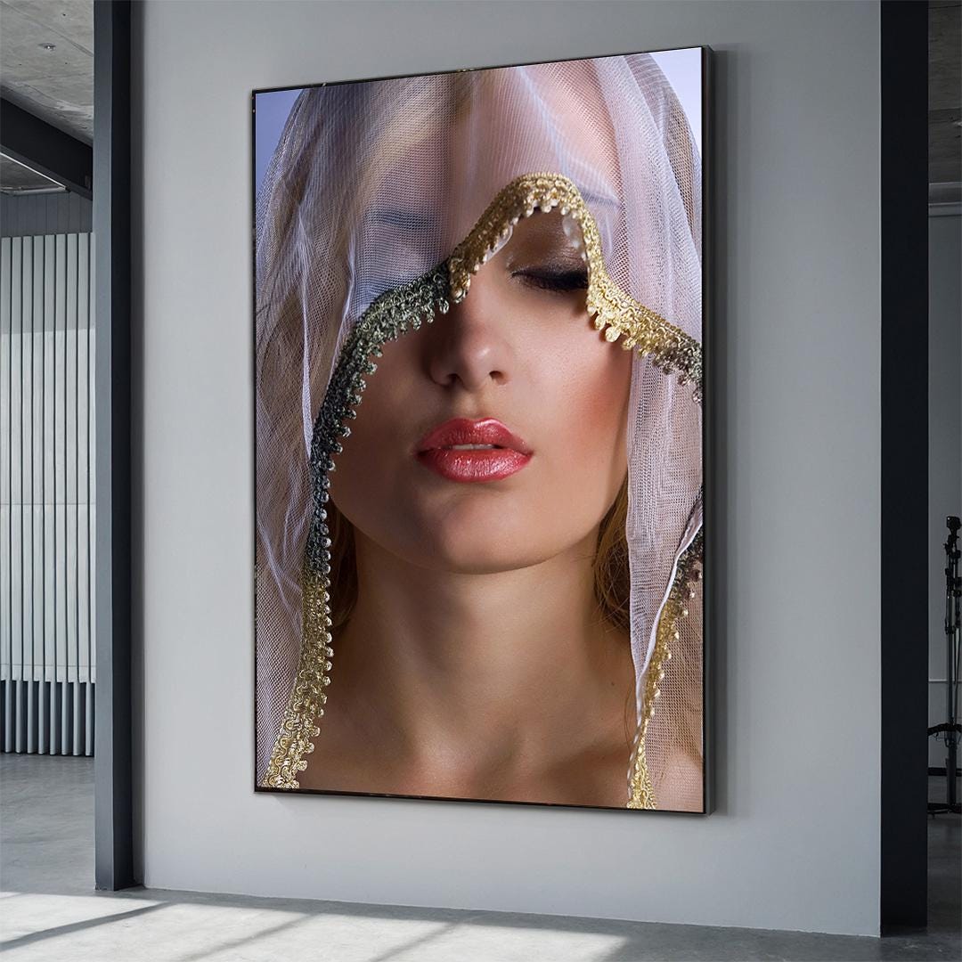 Beautiful Woman Portrait Canvas Painting, Woman Poster, Woman Art ...