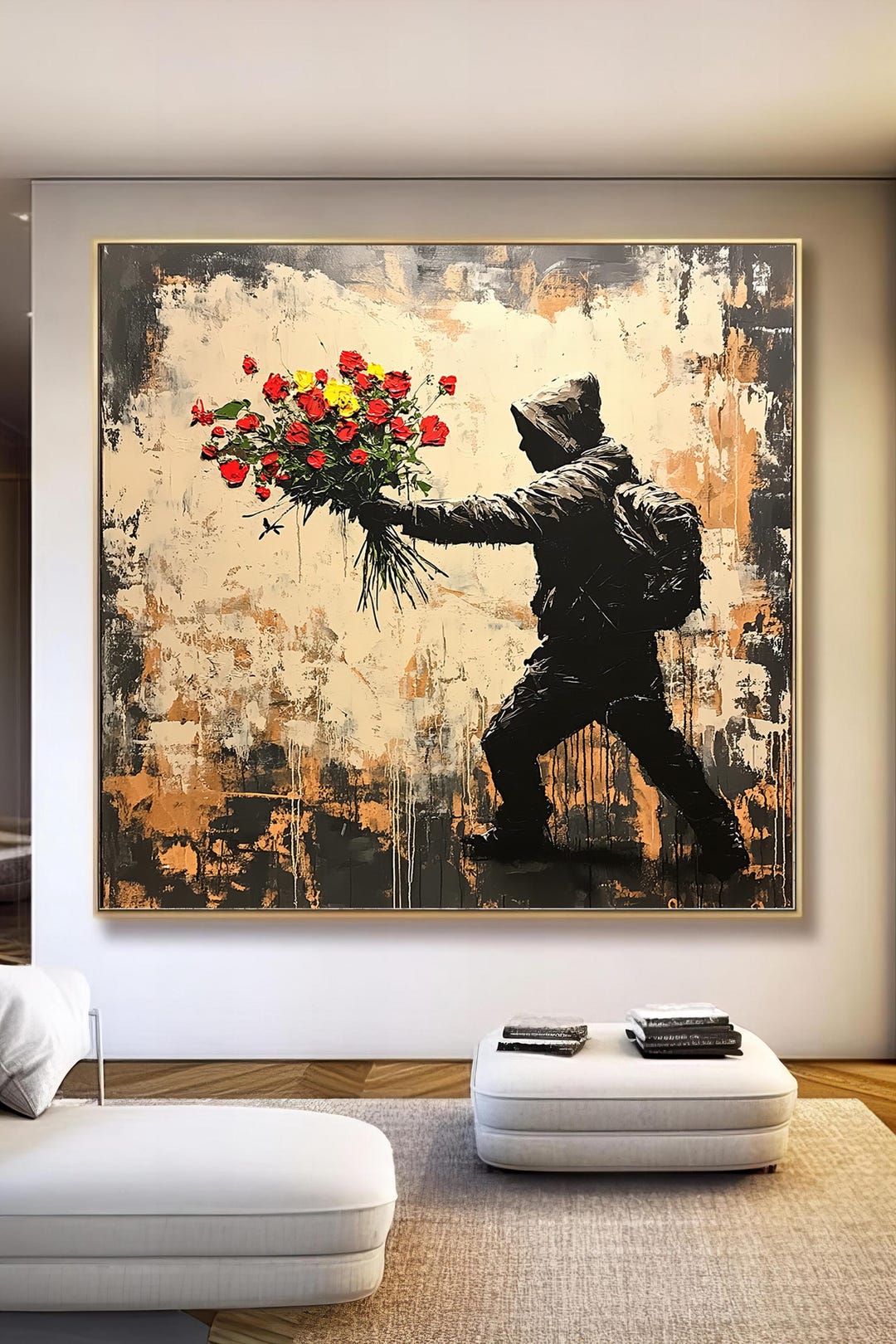 Banksy Art, Throwing Flowers Street Art, Banksy Décor, Banksy Print ...