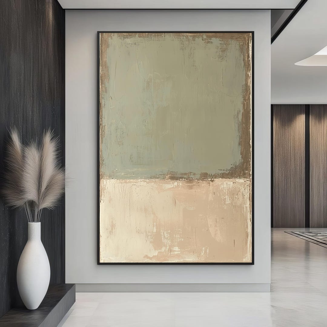 Cream Color Mark Rothko Canvas Painting, Cream-beige Tones Mark Art ...