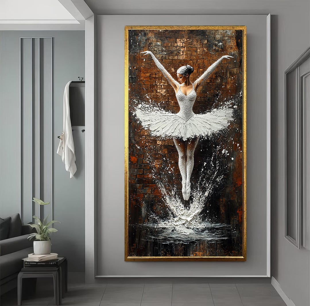 Ballet Dancer Canvas Painting Gift - Elegant Ballerina in White Color ...