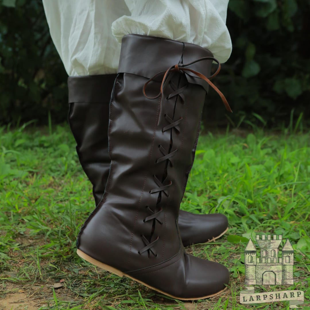 Renaissance PU Leather Boots: Medieval LARP Cosplay Shoes - Etsy