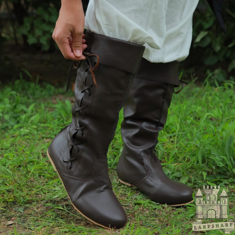 Renaissance PU Leather Boots: Medieval LARP Cosplay Shoes - Etsy