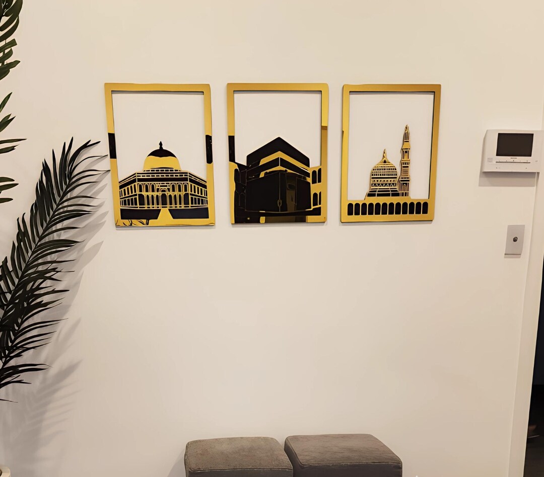 Ensemble D'art Mural Islamique Kaaba Dxf, Makka Dxf, Masjid Al-nabawi ...