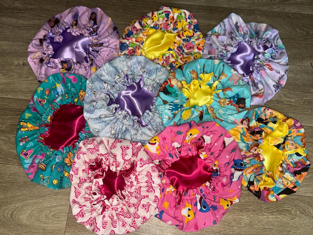 Customizable Character Print Satin Children Bonnet | Satin Lined ...
