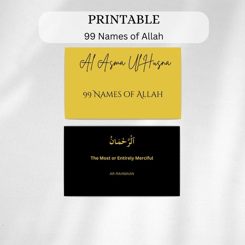 99 Names of Allah | Double Sided Flash Cards | Printable - Etsy