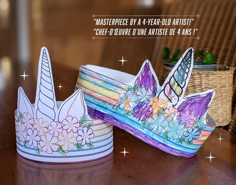 Printable Unicorn Crown – Colored & Coloring Version, Perfect for Kids ...