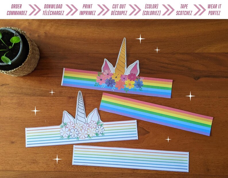 Printable Unicorn Crown – Colored & Coloring Version, Perfect for Kids ...