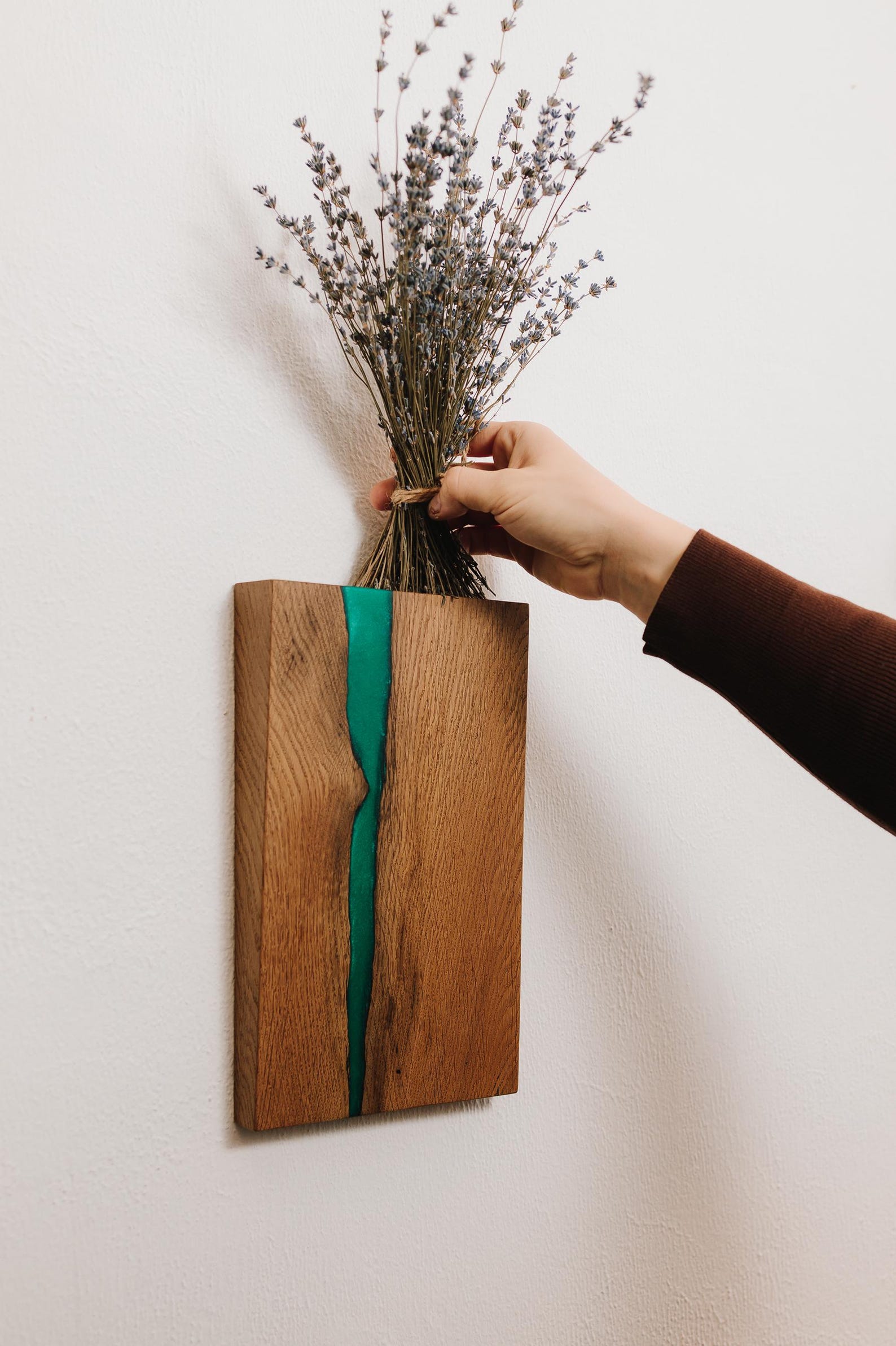 Bog Oak and Green Epoxy Wall Vase – Modern Wood Mural Decor - Etsy