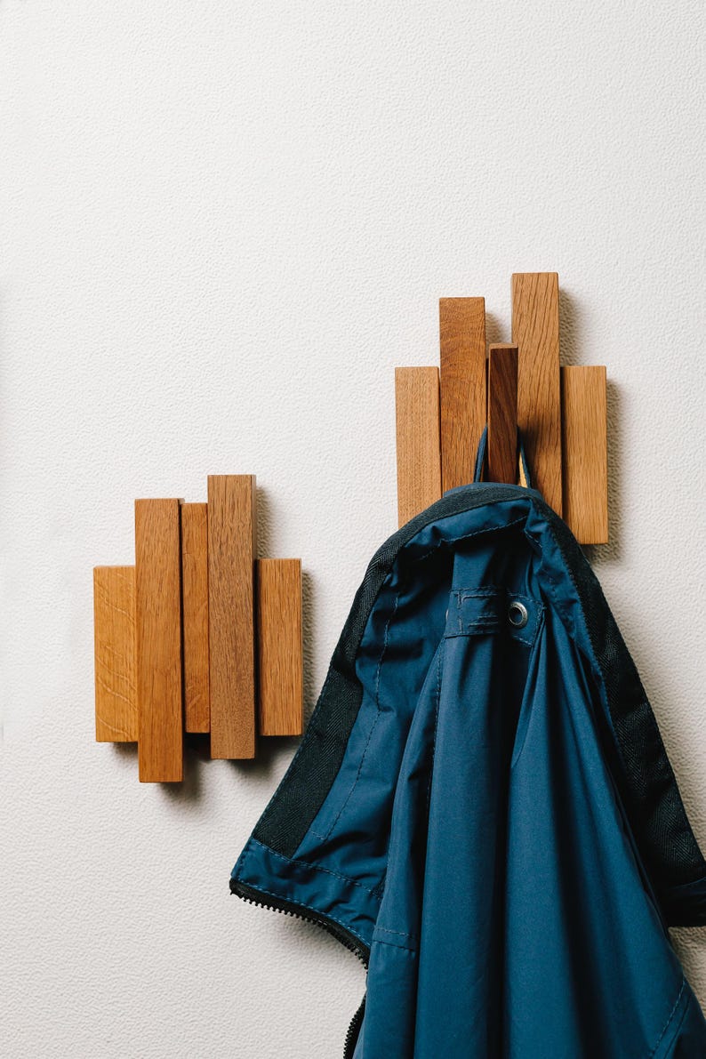 Wooden Piano Coat Rack With Wall Hooks Entryway Organizer Handcrafted ...